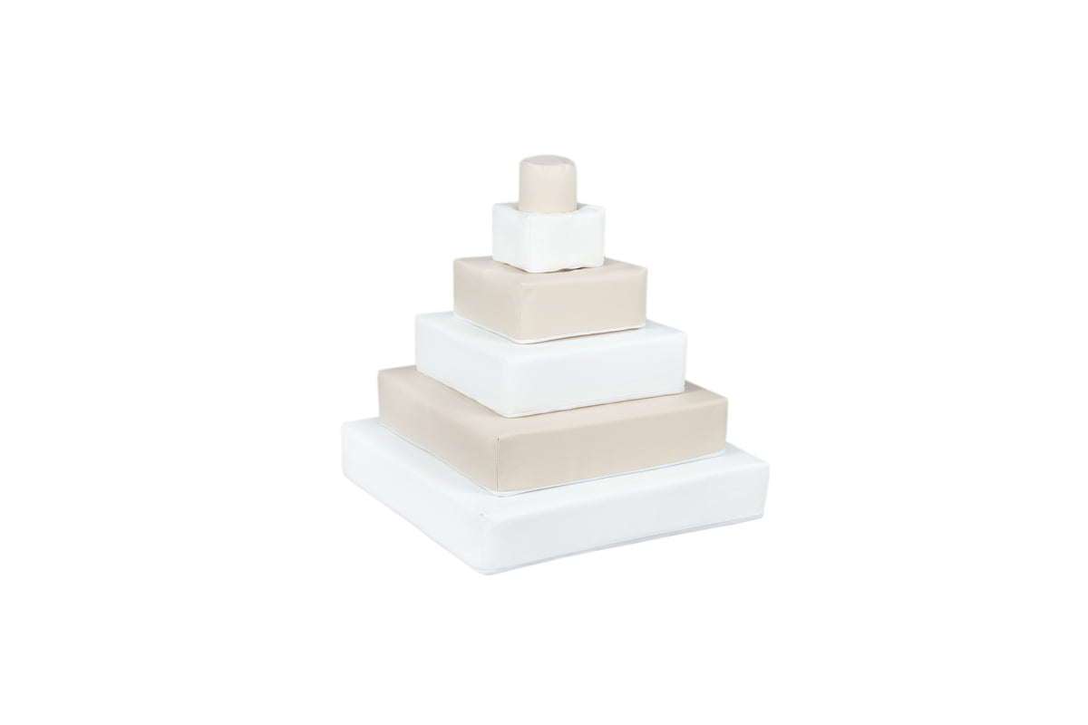 White and Beige Stacking Pyramid Blocks – The Luxury Nursery Company Ltd