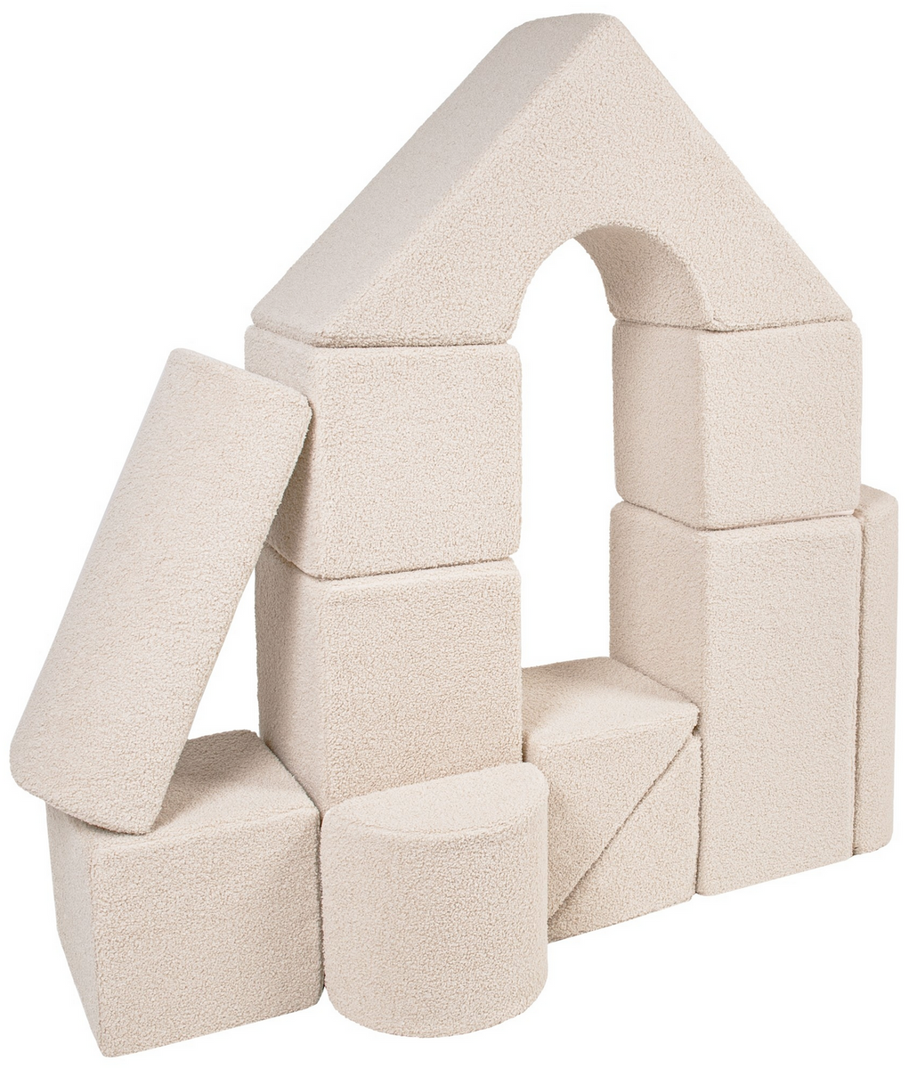 Boucle Soft Play Castle Blocks (11 blocks) Cappuccino | Large Boucle ...