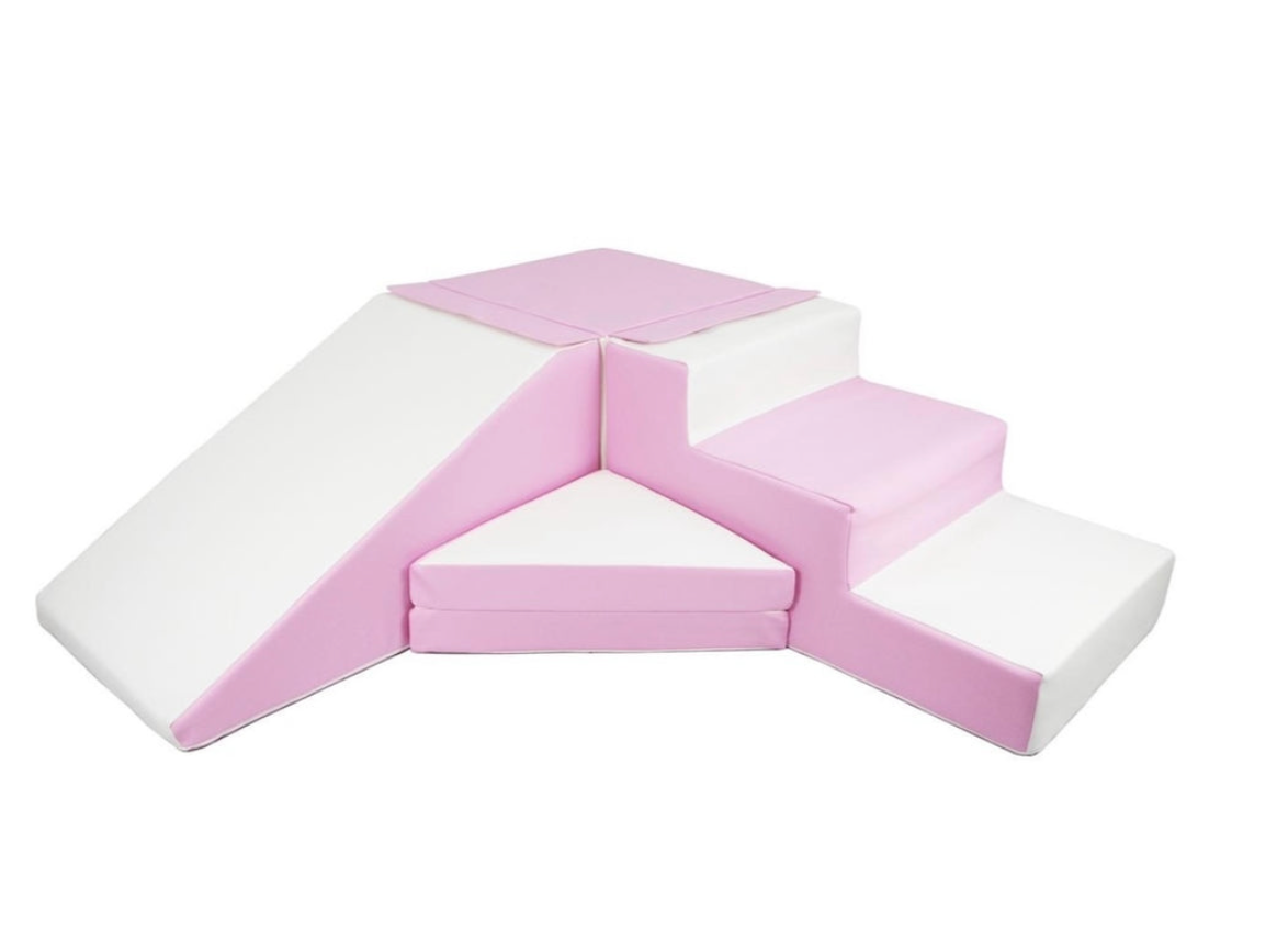 Pastel Pink & White Soft Play Step & Slide Set – The Luxury Nursery ...