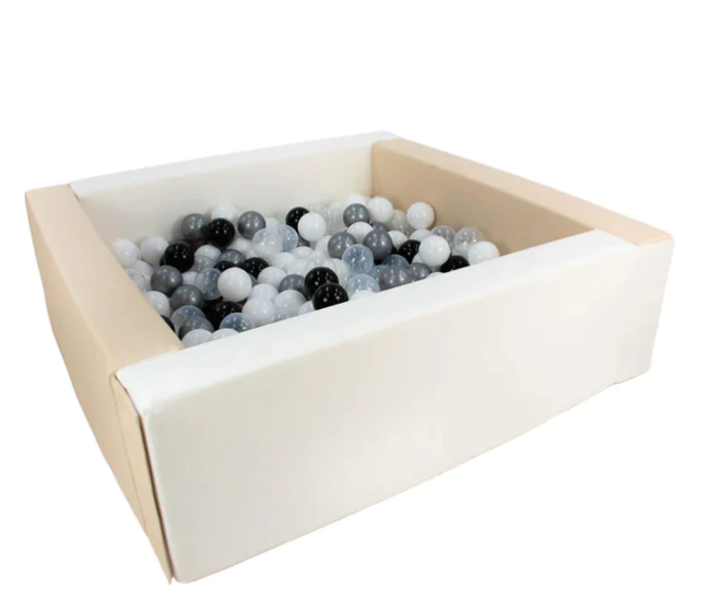 Ball Pit for kids | Beige & White Square Ballpit with 200 Balls – The ...